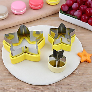 Star Cookie Cutters, Stainless Steel Star Shapes Baking Vegetable Shape Cutters, Mini & Medium & Large Star Cookie Cutters, Five-pointed Star Biscuit Molds，Vegetable Cutters Shapes Set for Kids Baking
