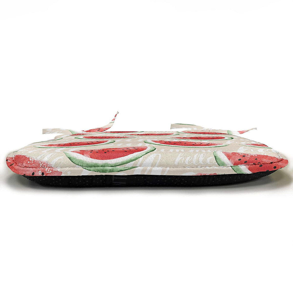 Ambesonne Fruits Chair Seating Cushion Set of 8, Watercolor Fresh Watermelons Yummy Summer Food Harvest Paintbrush Display, Anti-Slip Seat Padding for Kitchen & Patio, 16"x16", Cream Red Jade Green