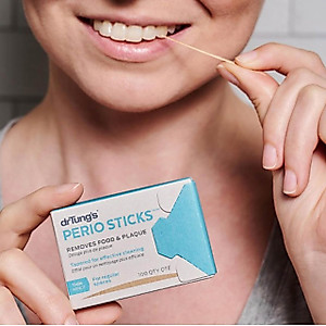 DrTung's Double-Sided Perio Sticks - Dental Sticks for Humans, Dental Floss Picks, Plaque Remover for Teeth, Dental Toothpicks, Dental Picks for Teeth Cleaning - X-Thin, 100 Count (Pack of 6)