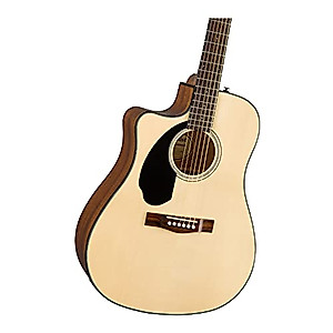 Fender CD-60SCE Dreadnought Cutaway Acoustic Electric Guitar, with 2-Year Warranty, Fishman Pickup and Preamp System, Natural, Left-Handed
