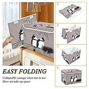 WELLDAY Birds Storage Baskets Foldable Cube Storage Bin with Lids and Handle, 16.5x12.6x11.8 In Storage Boxes for Toys, Shelves, Closet, Bedroom, Nursery