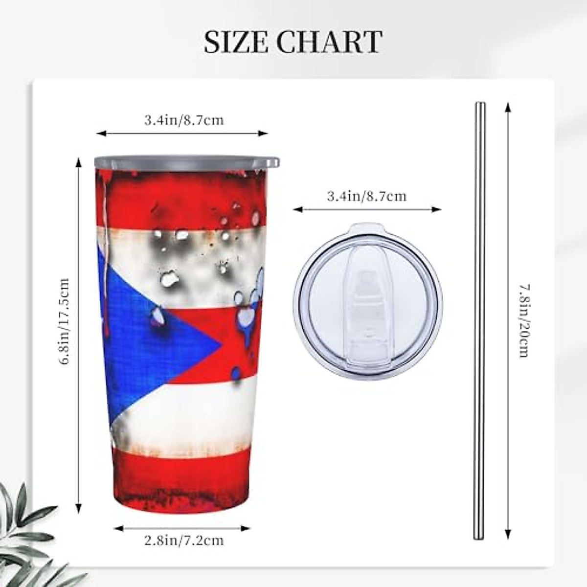 VKKOEWL Puerto Rico flag Stainless Steel Insulated Tumbler 20 Oz Travel Water Bottle Coffee Mug Drink Cup With Lid Straw