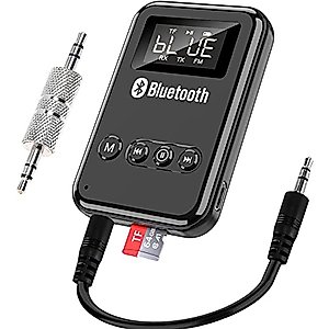 Bluetooth Transmitter Receiver with LCD Screen, Audio V5.0 Bluetooth Adapter for TV to Headphones, 4-in-1 Wireless AUX Adapter for TV/Car/PC/Home Theater/Speakers/MP3 Player