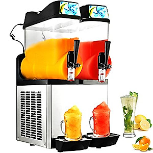 VEVOR Frozen Drink Machine, 12LX2 Tanks Commercial Margarita Machine, 700W Commercial Slushy Machine, Stainless Steel Margarita Machines, Efficient Cooling Perfect for Cafes Restaurants Bars
