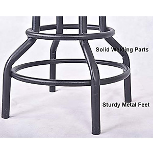 Diwhy Industrial Vintage Bar Stool,Kitchen Counter Height Adjustable Screw Stool ,Swivel Bar Stool,Metal Wood Stool,27 Inch,Fully Welded Set of 2 (Wooden Top)