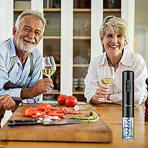 Electric Wine Opener - Flauno Automatic Wine Bottle Opener, Electric Corkscrew Wine Opener with Foil Cutter, Vacuum Wine Stopper, Wine Aerator Pourer, Ideal Wine Gift Set, Rechargeable