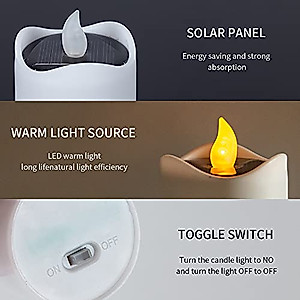BAWASTOON Solar Candle lamp Solar Rechargeable Tea Wax lamp 6 Solar LED Candle lamp Waterproof Candle Notch Solar Candle lamp Energy Saving Environmental Protection Balcony Table Outdoor Garden