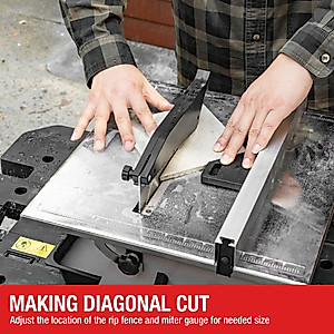 Goldblatt 7-inch Wet Tile Saw Ceramic Cutting Tabletop Saw with Water Storage, 0-45 Degrees Miter Angle for DIY and Pros Cutting Needs