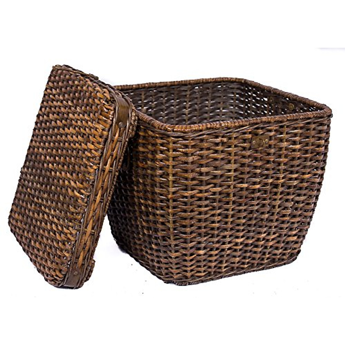 BIRDROCK HOME Rattan Peel Storage Cube with Removable Lid - Spacious Woven Organizer for Shelves - Natural Brown Decorative Cubby for Shoes, Books, Home Decor, and Office - Stylish 16.5 Inch Square