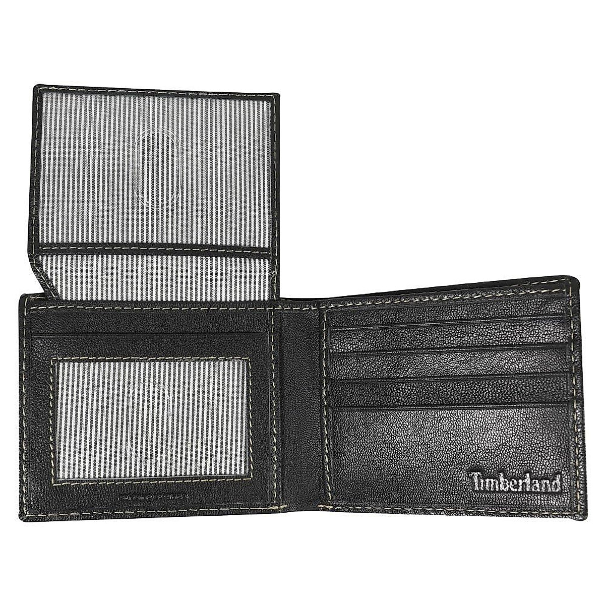 Timberland mens Leather Wallet With Attached Flip Pocket, Black (Blix), One Size