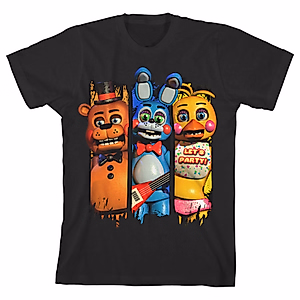 Five Nights at Freddy’s Characters Pins Boy’s Black T-Shirt-S