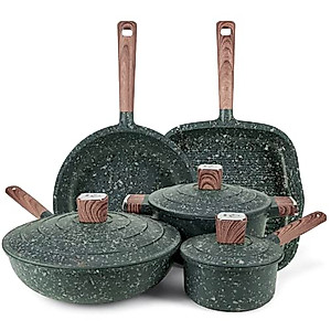 PHANTOM CHEF 1.5 QT Saucepan with Granite finish & Lid | PFOA Free | Small Nonstick 1.5 Quart Sauce Pot | Induction Compatible | Dishwasher & Oven Safe | Stay-Cool Handle | Easy to Clean (Green)