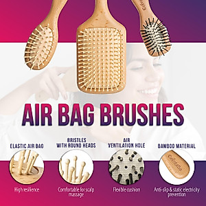 Combffle Salon Hair Brushes Hairbrush Set for Women Men Kids Baby Hairstyle Hairbrushes 7 in 1 w a Carrying Bag, 2 Paddle Brush for Detangling Thick Hair, 3 Hair Brush for Styling w Soft Bristle,