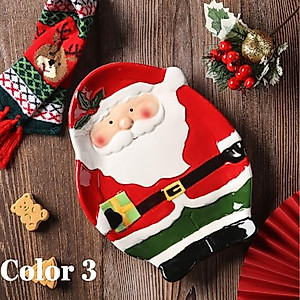 Hand-Painted Ceramic Christmas Santa Claus Plates Breakfast, Dessert, and Snack Dishes Christmas Tableware Gift (4)