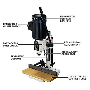 JET Benchtop Mortiser, 1/2" Chisel, 4-3/4" Stroke, 1Ph 115V (Model JBM-5)