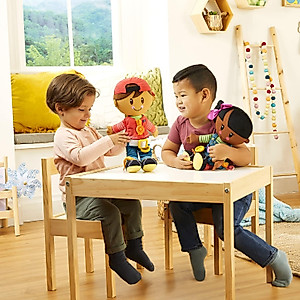 Playskool Dressy Kids Doll with Brown Hair and Hat, Activity Plush Toy with Zipper, Shoelace, Button, for Ages 2 and Up (Amazon Exclusive)