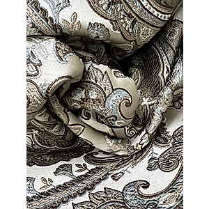 Decora Furnishings Luxurious Woven Jacquard Majestic Damask Fabric for Upholstery, Dining Chairs, Window Treatments, Crafts - Renaissance Rococo Victorian - 54" Width - by The Yard (Beige/Brown)