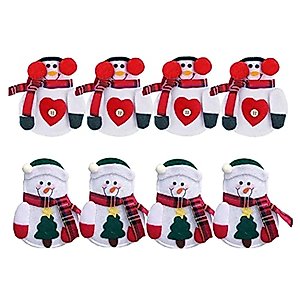 KUYYFDS Tableware Holders Set Snowman Silverware Bags Forks Covers Christmas Party Table Decoration 8 Pcs Spork