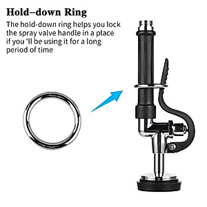 KWODE Pre-Rinse Spray Valve Commercial Kitchen Sink Faucet Sprayer Head with Hand Grip Assembly 1.42GPM High Pressure Dish Sprayer Nozzle Kit for Restaurant Industrial Faucet, Chrome (Black)