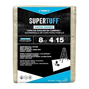 Trimaco 58908 SuperTuff 8 oz Premium Contractor Grade Heavyweight Canvas Drop Cloth, 4-feet x 15-feet