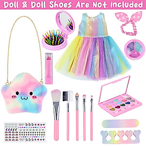 UNICORN ELEMENT 15 Pcs 18 Inch Doll Accessories - Dress with Makeup Set for Generation Dolls - Clothes and Accessories (Doll Not Included)