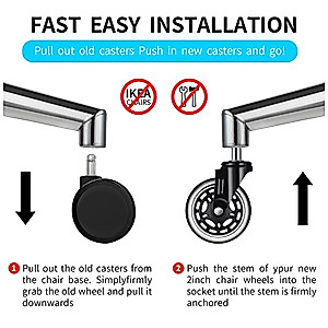 Popolov Office Chair Wheels,Replacement Wheels for Office Chairs,98% Universal Fit Chair Caster,Wheels for Carpet,Hardwood,Tile (3 Inch, Set of 5)