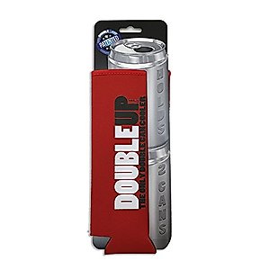 DoubleUp, Double Can Cooler (Red) – The Can Cooler that Holds Two Cans – Perfectly Fits Two 12oz or Two 16oz Cans in this Double Can Coolie.