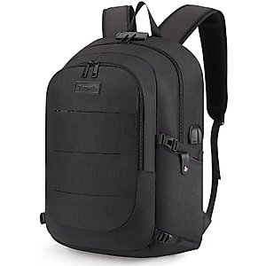 Tzowla Anti-Theft Water Resistant 17.3 Inch Laptop Backpack with USB Charging Port and Lock, Black