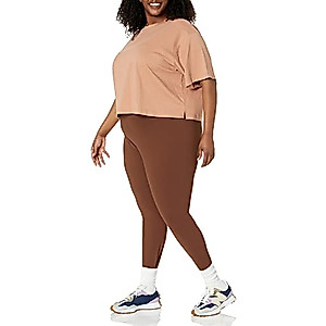 Amazon Essentials Women's Organic Cotton Drop Shoulder Relaxed Boxy Short-Sleeve T-Shirt (Available in Plus Size), Light Brown, Large