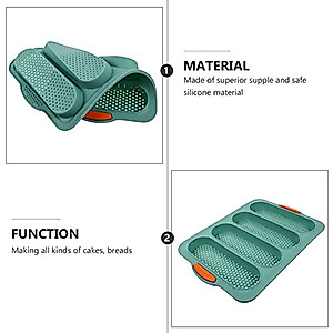 UPKOCH Bake s 2 Pack Silicone Bread Baking Mold Nonstick Baking Pan Baking Tool Kitchen Gadget, Green Silicone Mold French Bread Baking Pan