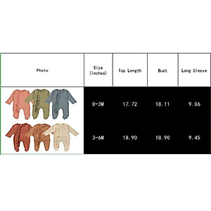 Lelloing Newborn Baby Boy Long Sleeve Romper Infant Girls Solid Color Footed Onesie Ribbed Jumpsuit Unisex Basic Pajamas(Pajama-Beige,0-3M)