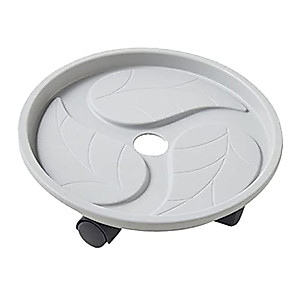 Yardwe Flower Pot Tray House Plants Round Planter Carts with Wheels Heavy Duty Flower Pot Mover Planter Caddy Modern Plant Stand Grey Planter Rolling Caddy Plant Stands Flower Pot Stand