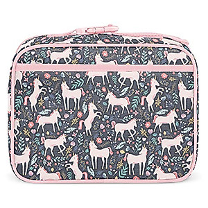 Simple Modern Kids Lunch Box for Toddler | Reusable Insulated Bag for Girls | Meal Containers for School with Exterior and Interior Pockets | Hadley Collection | Unicorn Fields