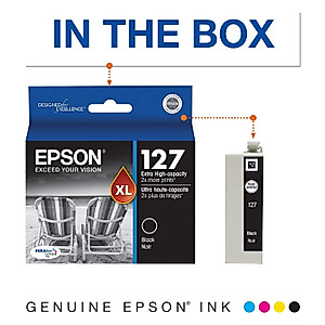 Epson T127120 DURABrite Ultra 127 Extra High-Capacity Inkjet Genuine Ink Cartridge, Black (T127120)
