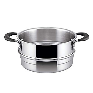 Circulon Momentum Stainless Steel Sauce Pan/Saucepan with Steamer Insert, 3 Quart, Silver