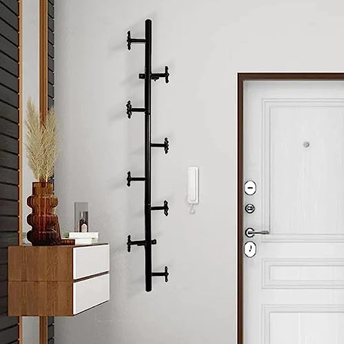 changqing Vertical Faucet Coat Rack Wall Mounted 35 Inch, Metal Rotatable Vertical Hat Rack for Wall, Modern Wall Coat Tree for Hats, Jackets, Bags, Entryway Bedroom