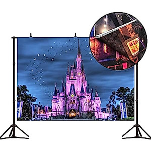 Floewrstown Princess Castle Backdrop 7x5ft Washable Polyester Beautiful Castle Night View Photography Background Cinderella Castle Backdrop Birthday Party Photo Video Shooting Props FT126