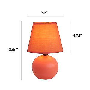 Simple Designs LT2008-ORG Mini Ceramic Globe Table Lamp, Orange