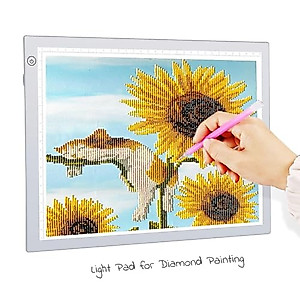 VKTEKLAB A3 LED Light Pad with Built-in Cord, 16.6 * 12.6 in, Tracing Light Box, 3-Levels Brightness Up to 8000LUX, Super Slim and Lightweight Light Board for Diamond Painting