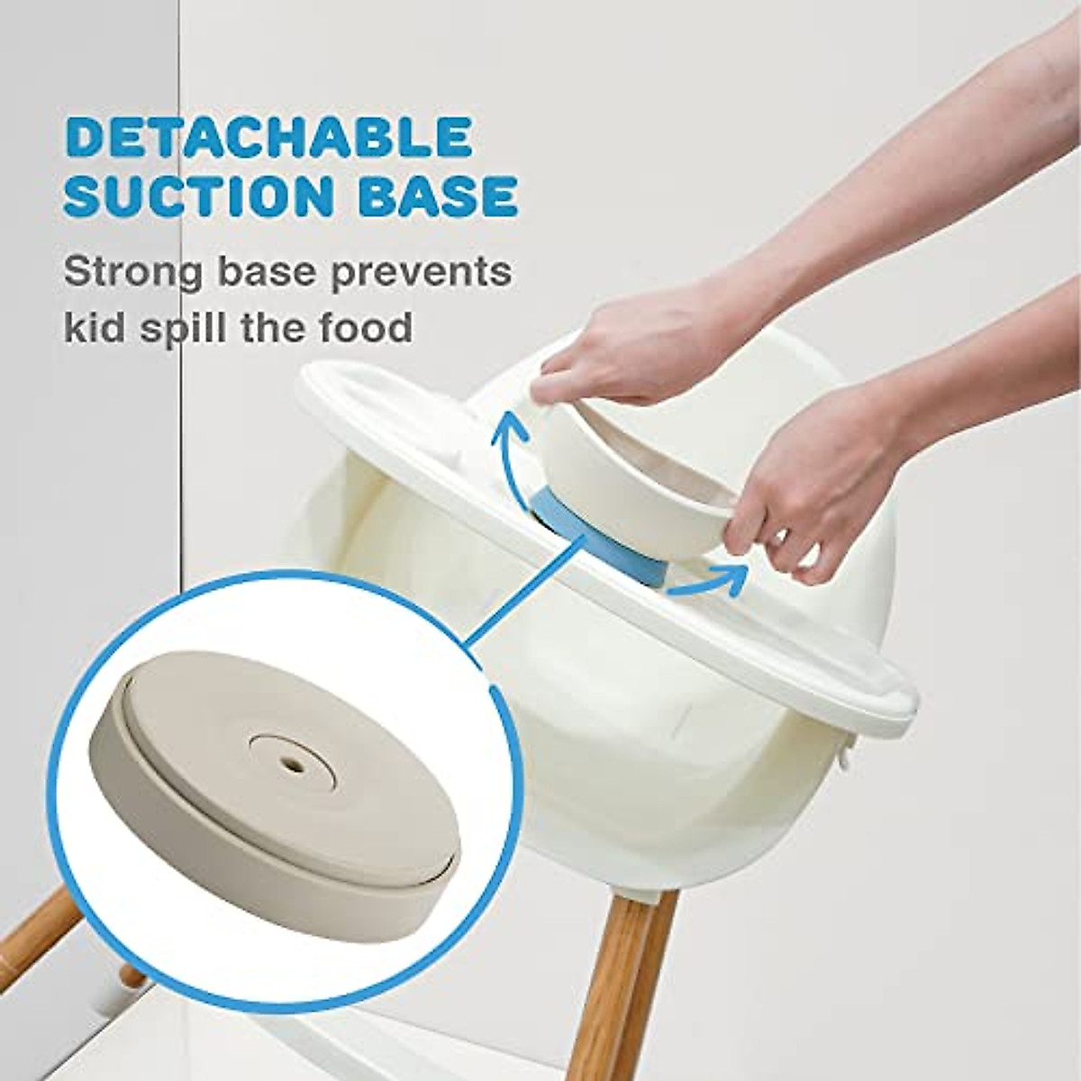 FLYTTA FADI Toddler Bowl Baby Bowl Suction Bowl Baby Feeding Set Suction Cup Bowl with Silicone Lid and Baby Spoon First Stage Self Feeding Baby Utensils Suction Bowls for Baby - Ocean Blue