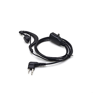Kymate 2 Pin G Shape Clip-Ear Headset Earpiece with Mic for Two Way Radio Devices DEP450 CP040 CP200 CP200D CP185 DTR650 PR400 EP450 CLS1110 CLS1410 CLS1450 CLS DLR DTR RDX RDU RDV 5Pack
