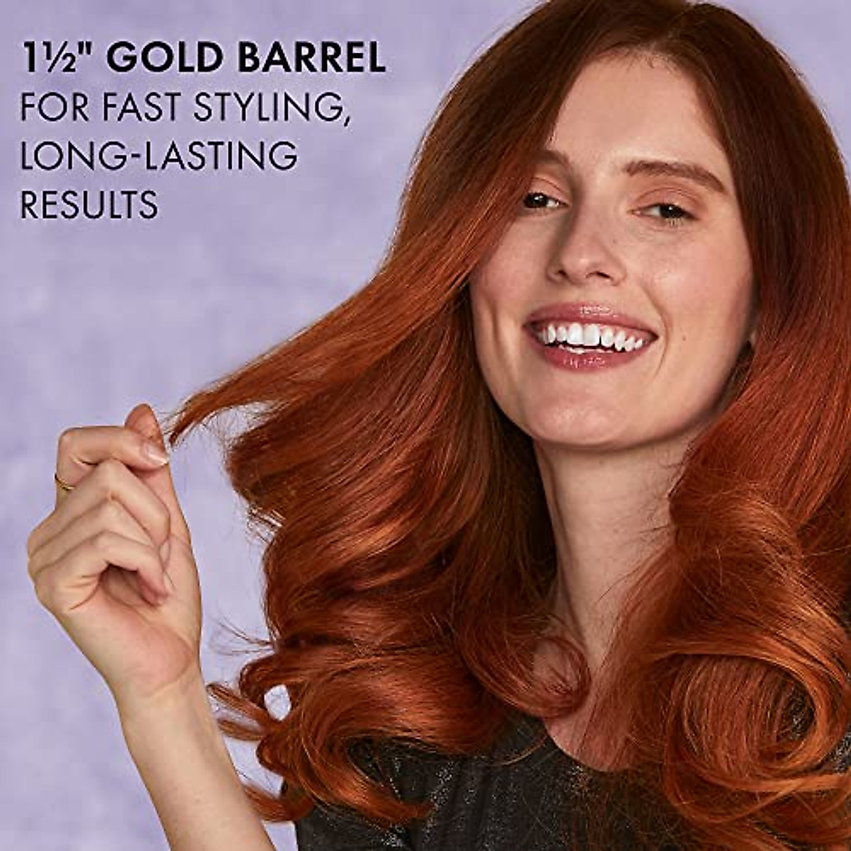 HOT TOOLS Pro Signature Flipperless Gold Curling Wand, 1-1/2", Black/Gold