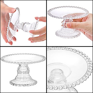 Hacaroa 24 Pcs Mini Cake Plate Stand, Plastic Single Cupcake Holder Serving Plate, Clear Small Dessert Display Stand Tray for Chocolate, Fruits, Baby Shower, Wedding, Birthday, Party