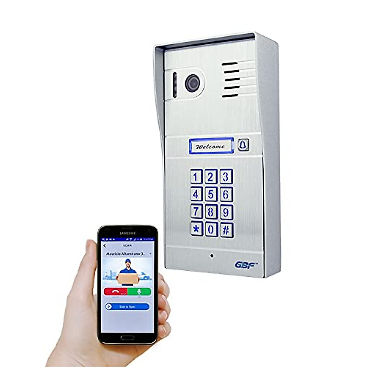 GBF Smart Video Door Phone & Doorbell Smart Intercom System with a Smart keypad (PL963PMPOE)- 1080P Camera, Built in POE, Control Two Locks remotely, Timed Unlock