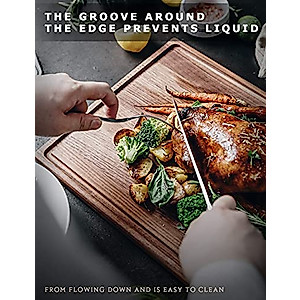 Befano Large Black Walnut Cutting Board for Kitchen, Reversible with Juice Groove, Charcuterie, Cheese Board, Serving Tray, Chopping Board for Meat, Bread(Gift Box Included)18x12 Inches