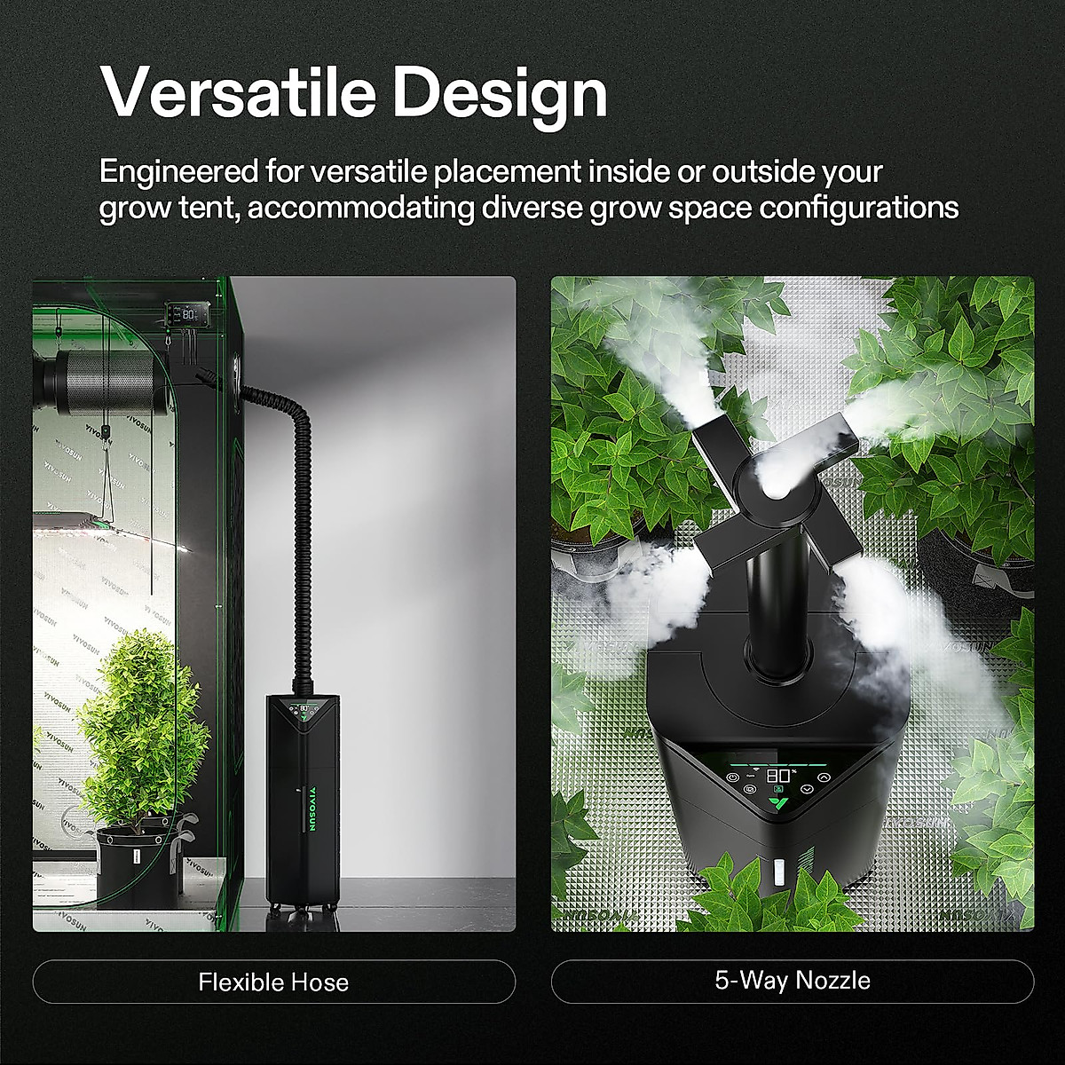 VIVOSUN AeroStream H19 Intelligent Environmental 19L Humidifier with Temp & Humidity Probe, Top Control Panel, Smart Remote Control, Designed Specifically for Use with Grow Tents