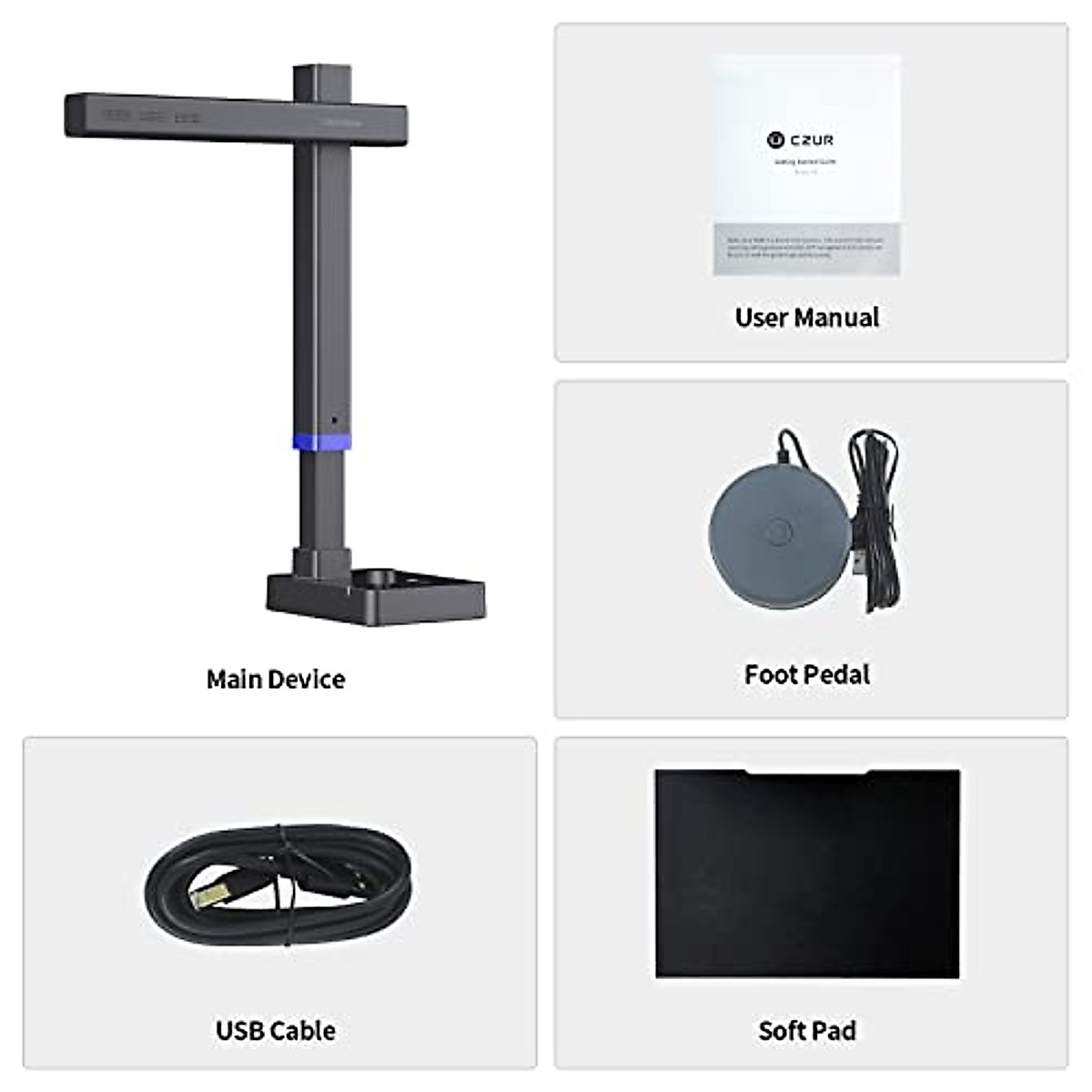CZUR Shine Ultra Pro Scanner, 24MP Document Scanner, Max DPI 440, Portable USB Document Camera, A3 Large Format Book Scanner, Adjustable Height, Auto-Flatten & Deskew, Compatible with Windows & Mac OS
