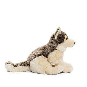 TAMMYFLYFLY Little Silver Grey Wolf Lifelike Plush Beanbag Stuffed Animal Toy