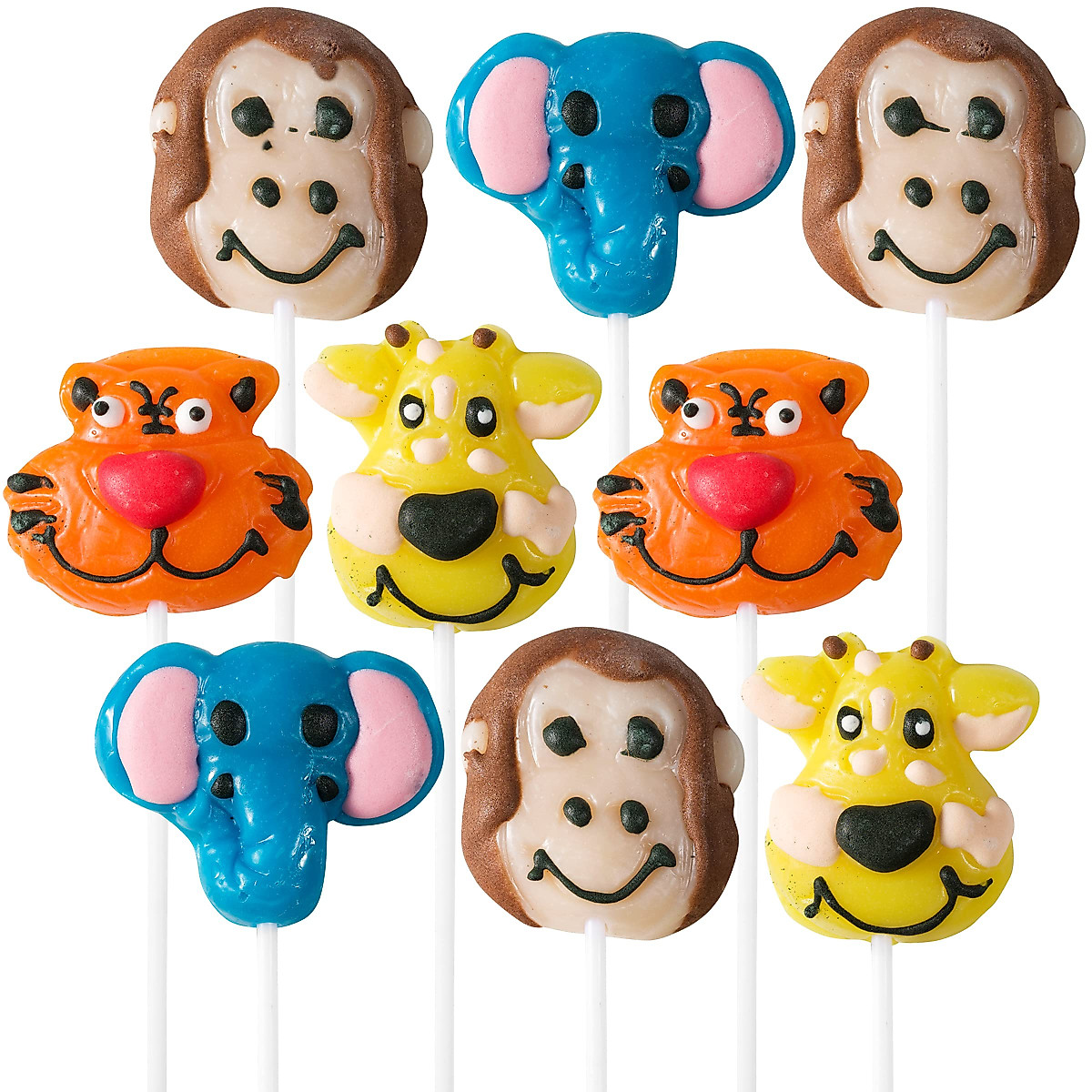 Zoo Animal Lollipops - Bulk 12 Count, Individually Wrapped - 2 Inch Assorted Jungle Animal Shaped Candy Lollipops for Kids Themed Birthday Party Favors, Events, and Goody Bag Fillers
