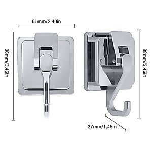 YSSILADI Vacuum Square Suction Cup Hooks 2 Pack Electroplated Matte Black Hooks, Waterproof and Antioxidant, Easy to Install, Reusable, Wide Range of Applications (2pack, Square Silver)